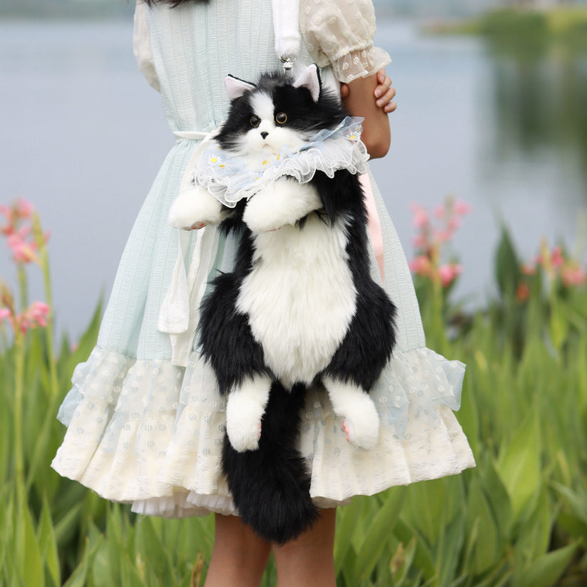 Chongker Stuffed Realistic Black Cat Shaped Backpack Women - Perfect F